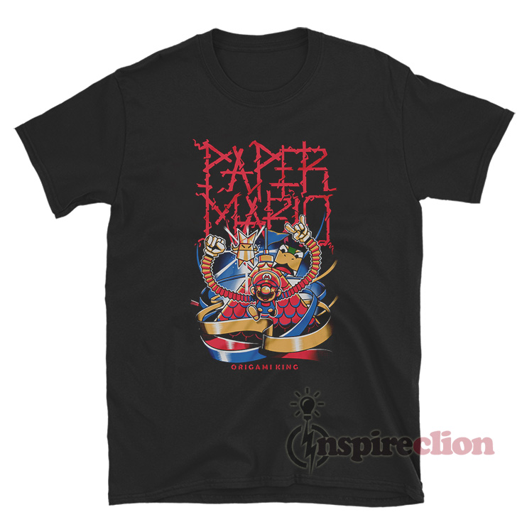 Heavy Paper Fold Origami King Super Mario T-Shirt - Inspireclion.com