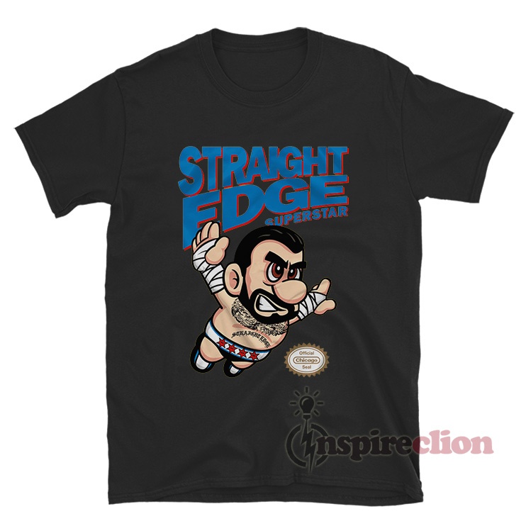 Straight Edge Superstar CM Punk Super Mario T-Shirt - Inspireclion.com